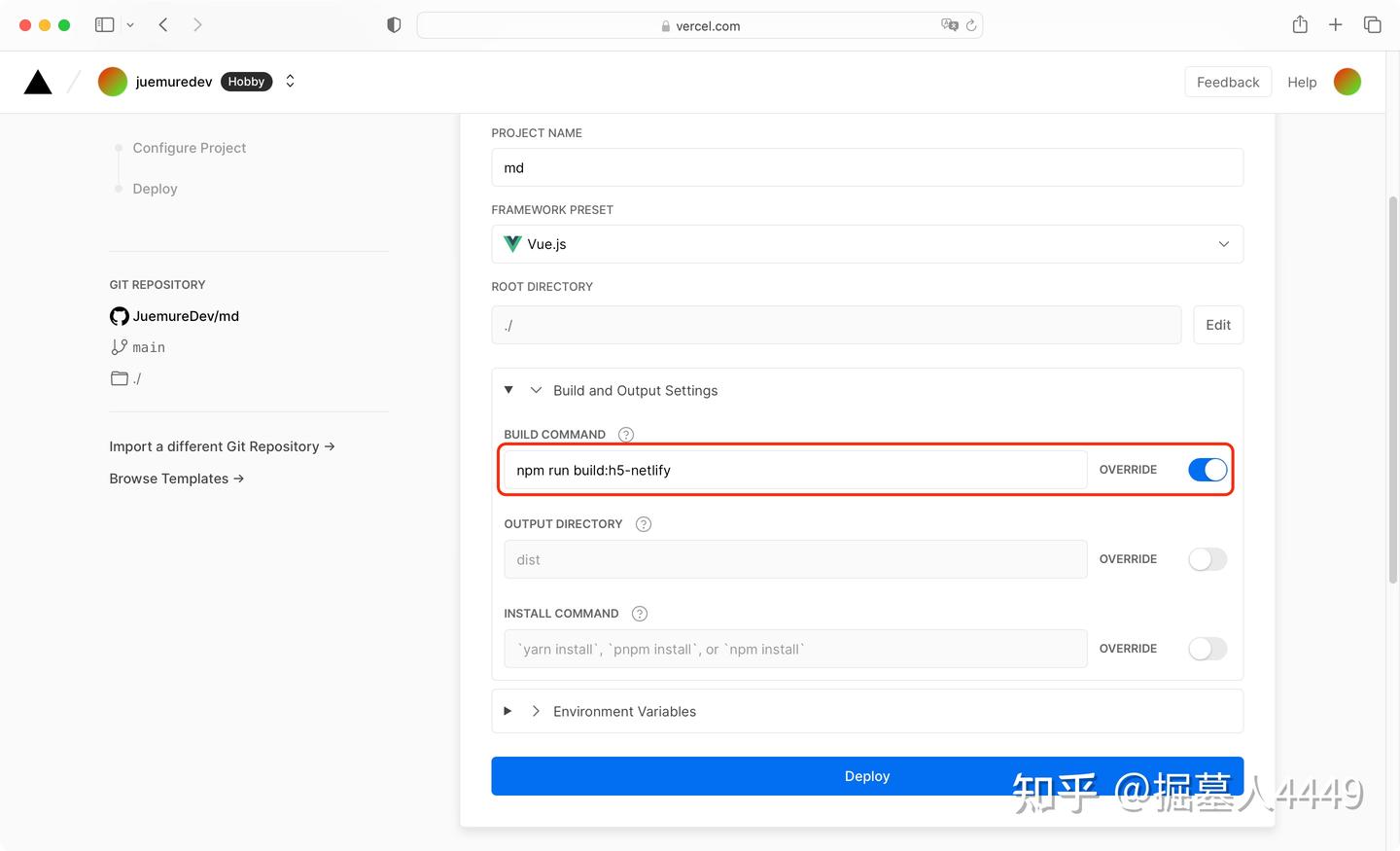 使用 Vercel 快速部署前端项目 - 知乎