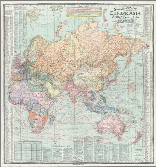 1910年世界地图，两张（Scarborough's map of the world,1910）：殖民领、势力范围、主要航线 - 知乎