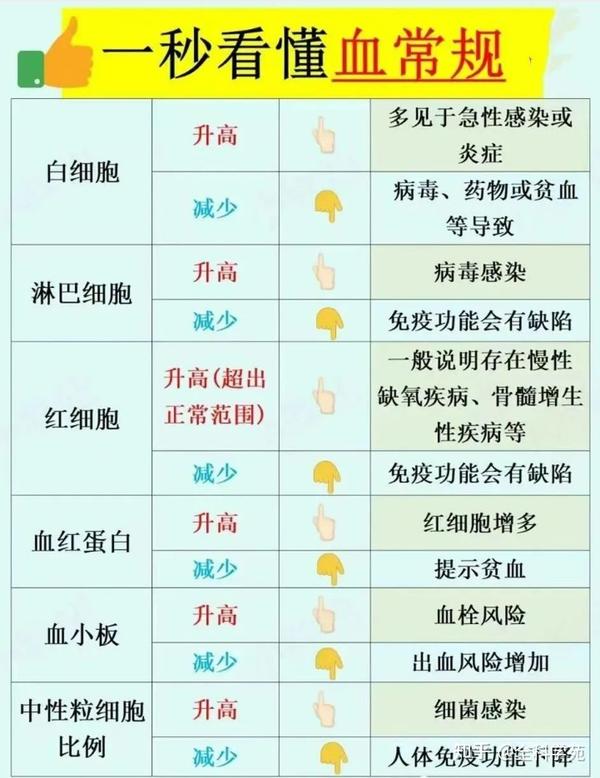 一秒看懂血常规 血常规 知乎