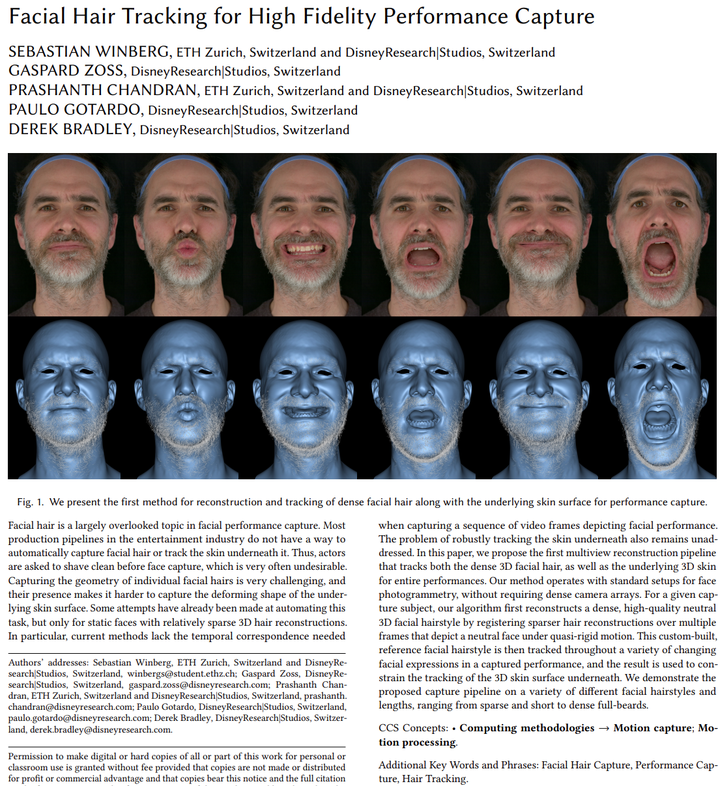 Facial Hair Tracking for High Fidelity Performance Capture笔记 - 知乎