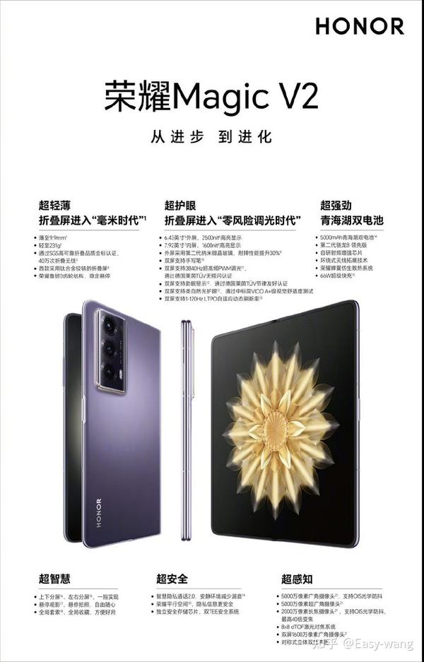 荣耀Magic V2上架开售：8999起 比iPhone 14 Pro Max还要轻 - 知乎