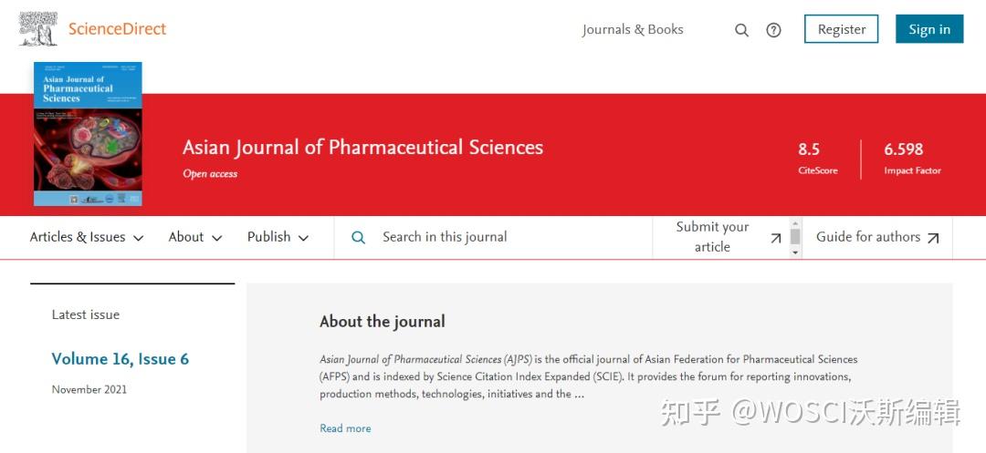影响因子6.598，一审1.5周，预计今年IF将在9分左右！ - 知乎