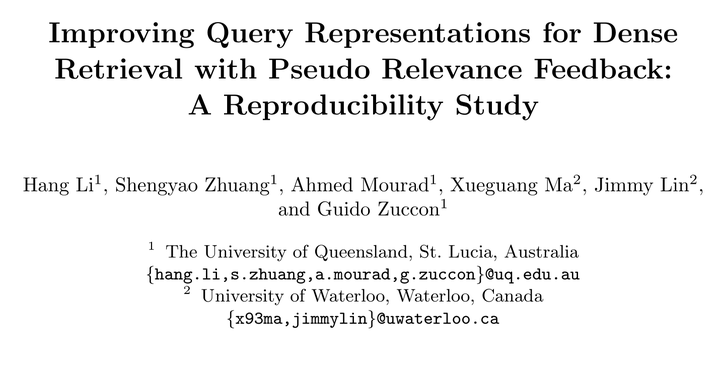 Improving Query Representations for DR with Pseudo Relevance Feedback: A Reproducibility Study - 知乎