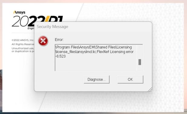安装Ansys Electronics2022R1出现ERROR -8,523报错的解决办法 - 知乎