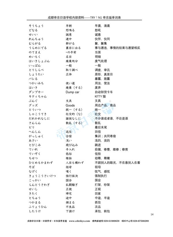 TRY！新日语能力考试N1单词表 - 知乎