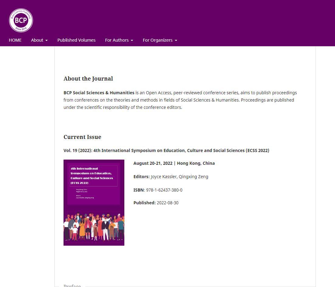 4th International Symposium on Education, Culture and Social ...