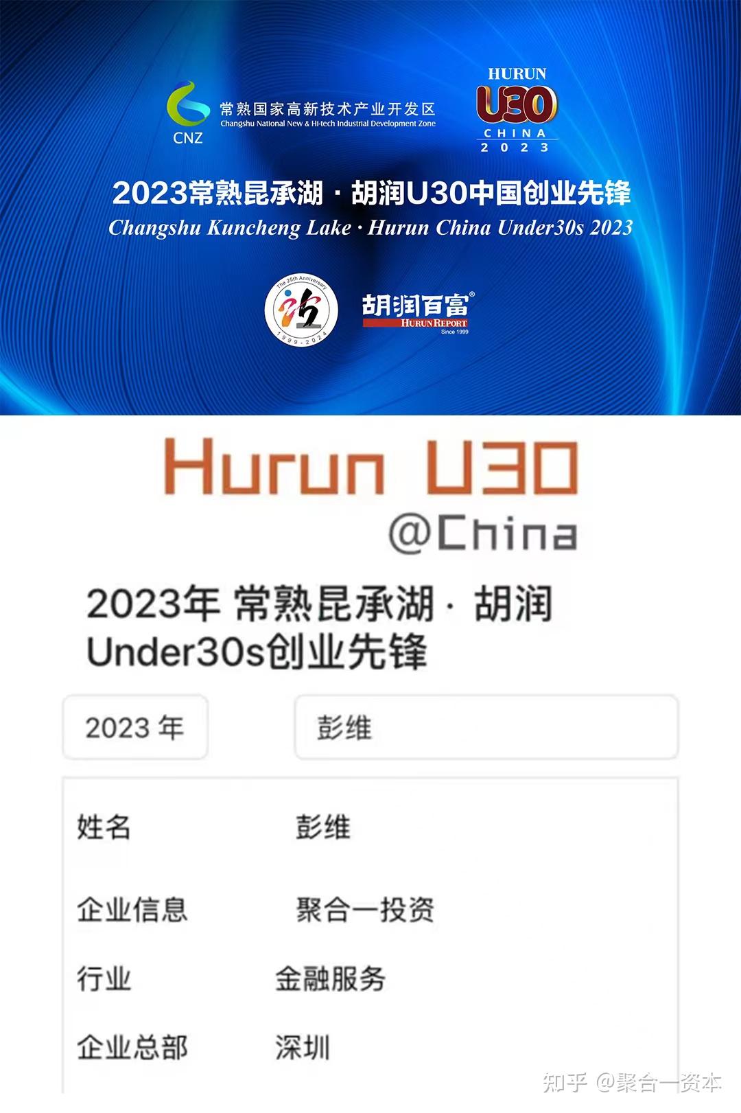 聚合一投资CEO彭维女士荣登胡润U30中国创业先锋榜 - 知乎