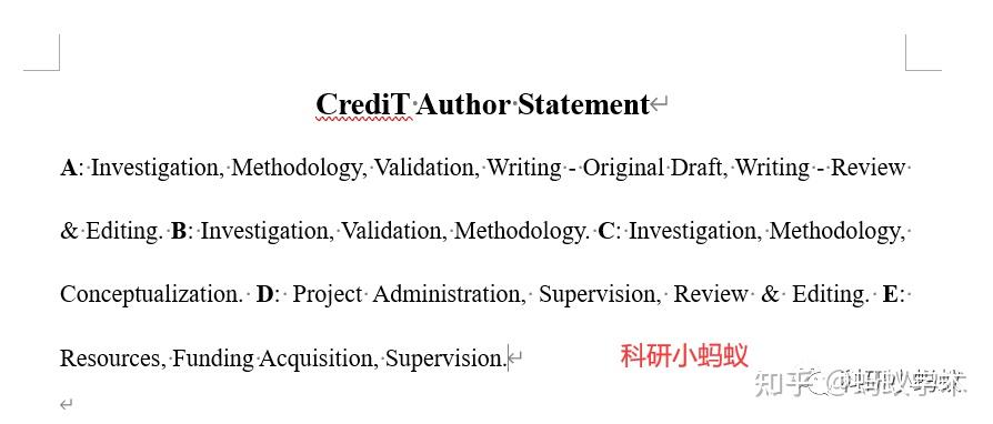 SCI论文投稿Credit Author Statement是什么 - 知乎