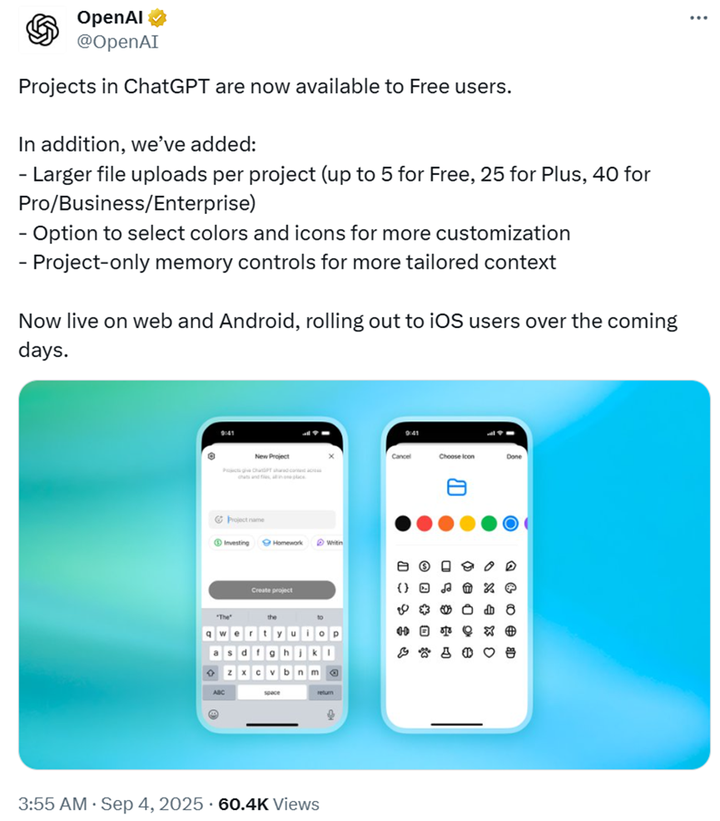 OpenAI已正式开放ChatGPT Projects - 知乎