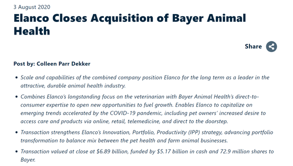 动物保健，热门黄金赛道：巨头Elanco礼蓝动保的布局 - 知乎