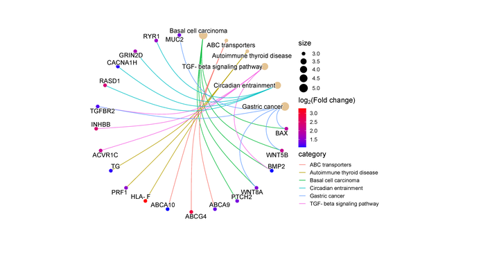在线绘制clusterprofiler KEGG，GO富集分析结果自定义条目cnet图 - 知乎