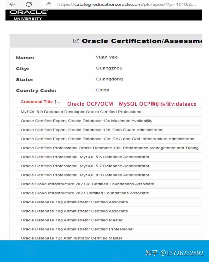 99%的人都不知道的验证Oracle OCP 和MySQL OCP证书真伪的方法 - 知乎