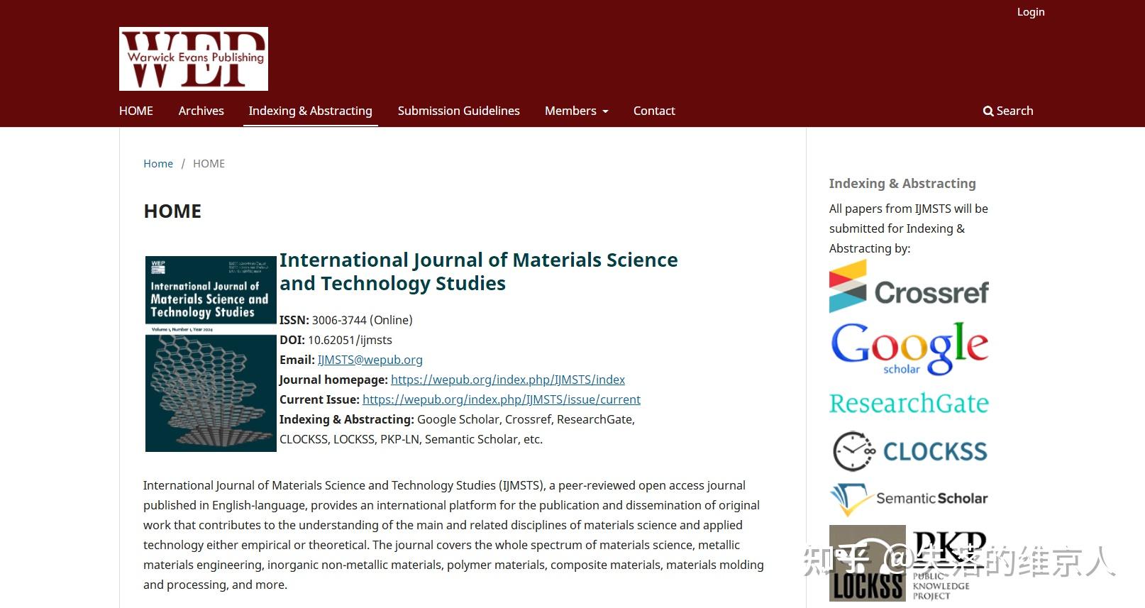 WEP Warwick Evans Publishing (WEP) 旗下英文普刊 期刊征稿 - 知乎