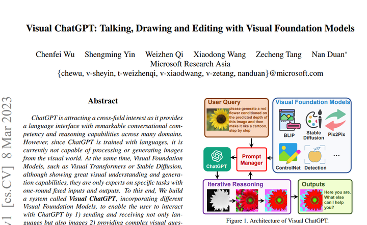 微软-多模态ChatGPT来了：Visual ChatGPT: Talking, Drawing and Editing with Visual Foundation Models - 知乎