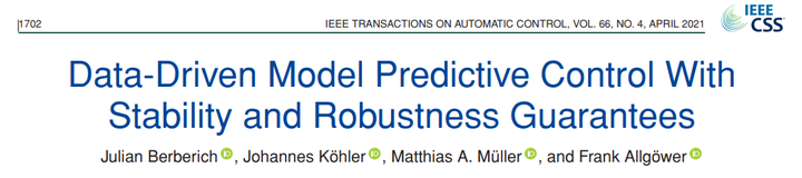 【浅谈数据驱动MPC】Data-Driven Model Predictive Control With Stability and Robustness Guarantees (Part 1 ...