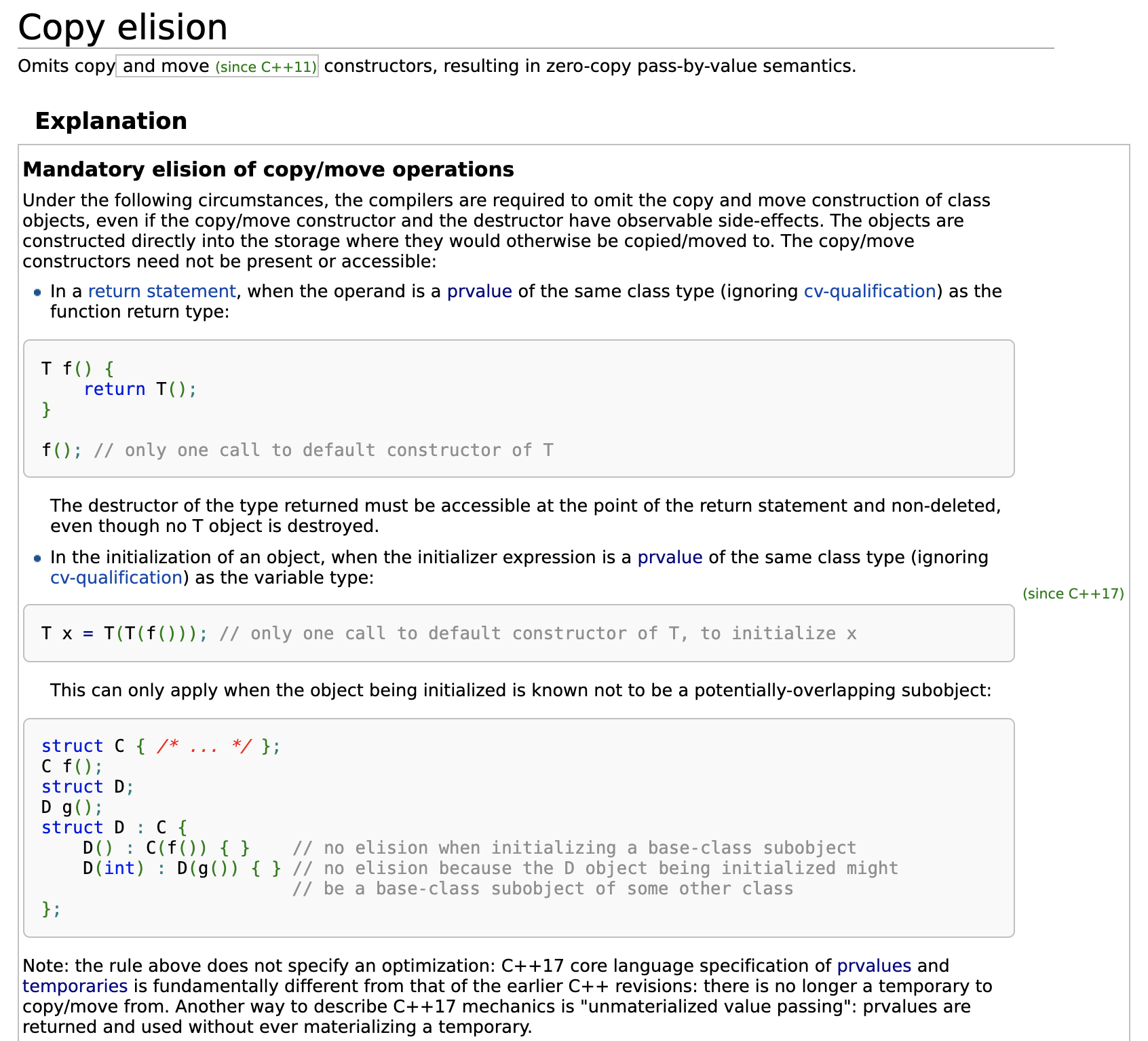 Copy/move elision: C++ 17 vs C++ 11 - 知乎
