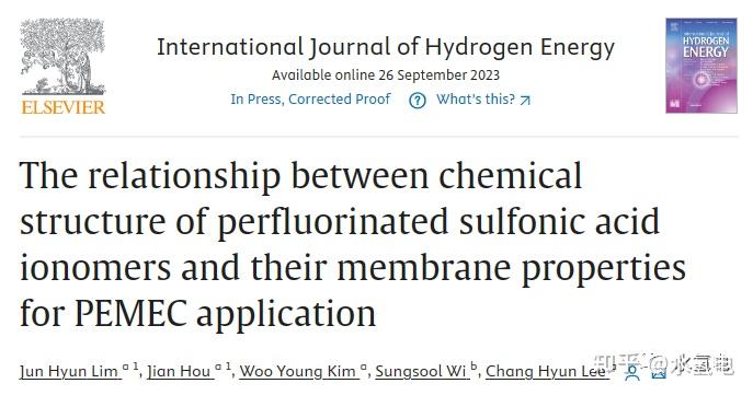 IJHE：PFSA化学结构和用于PEMEC膜性能关系 - 知乎