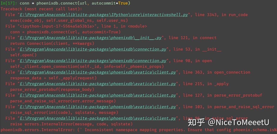 踩坑报错处理 Phoenixdb Errorsternalerror 知乎