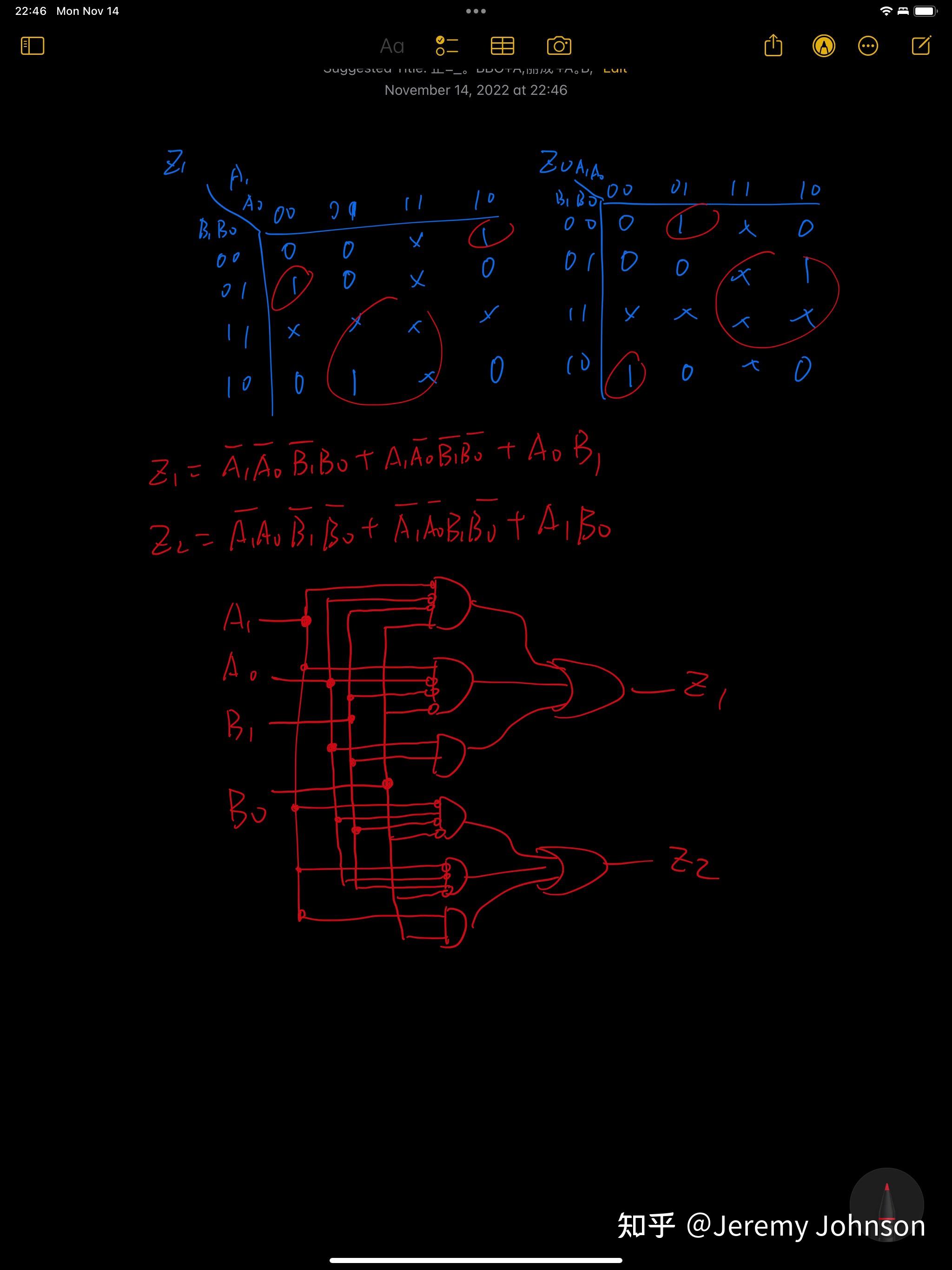 A1，A0，B1，B0四个输入，Z1，Z0两个输出，真值表如图，怎么用and or画电路图? - 知乎