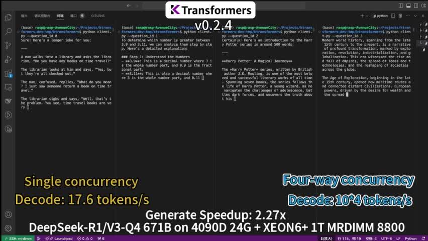 KTransformers v0.2.4: 多并发支持（上万行代码的诚意更新），Xeon6+MRDIMM 加持下单机单卡环境下四并发超过 40 tokens/s - 知乎