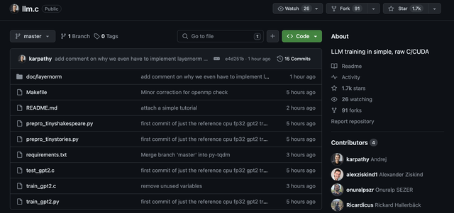 1000行C语言搓出GPT-2！AI大神Karpathy新项目刚上线就狂揽2.5k星 - 知乎