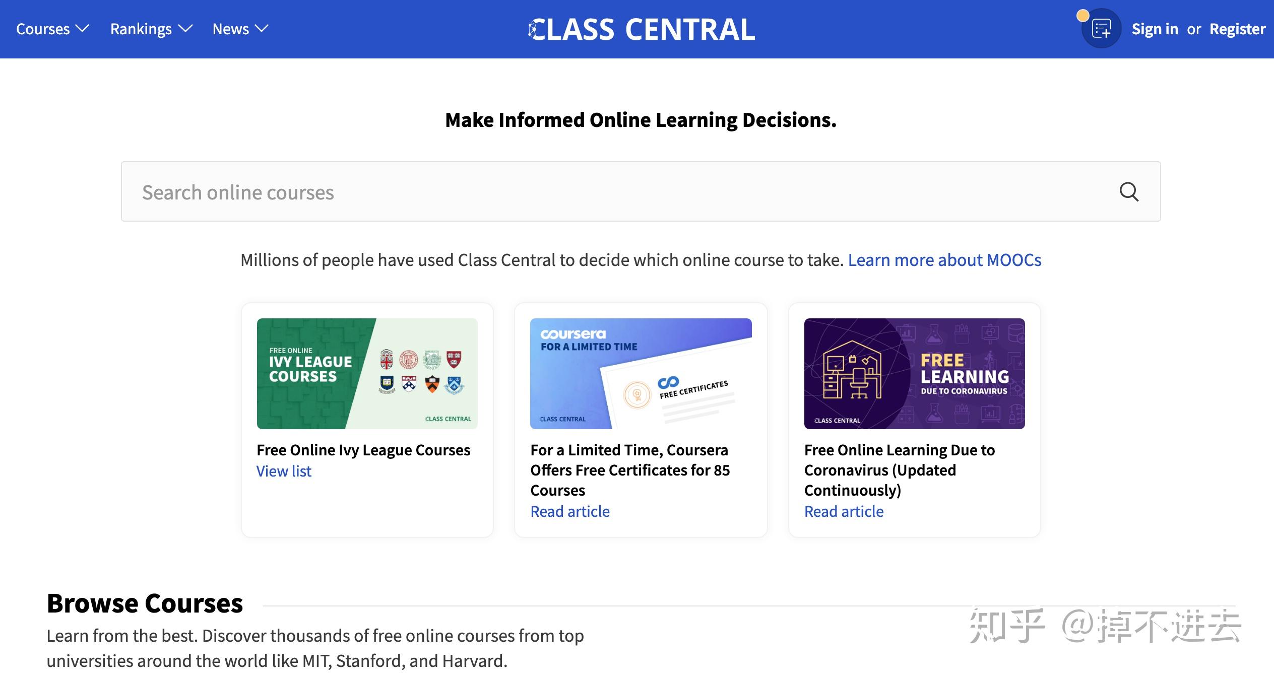Class Central- 探索15000+在线课程 - 知乎