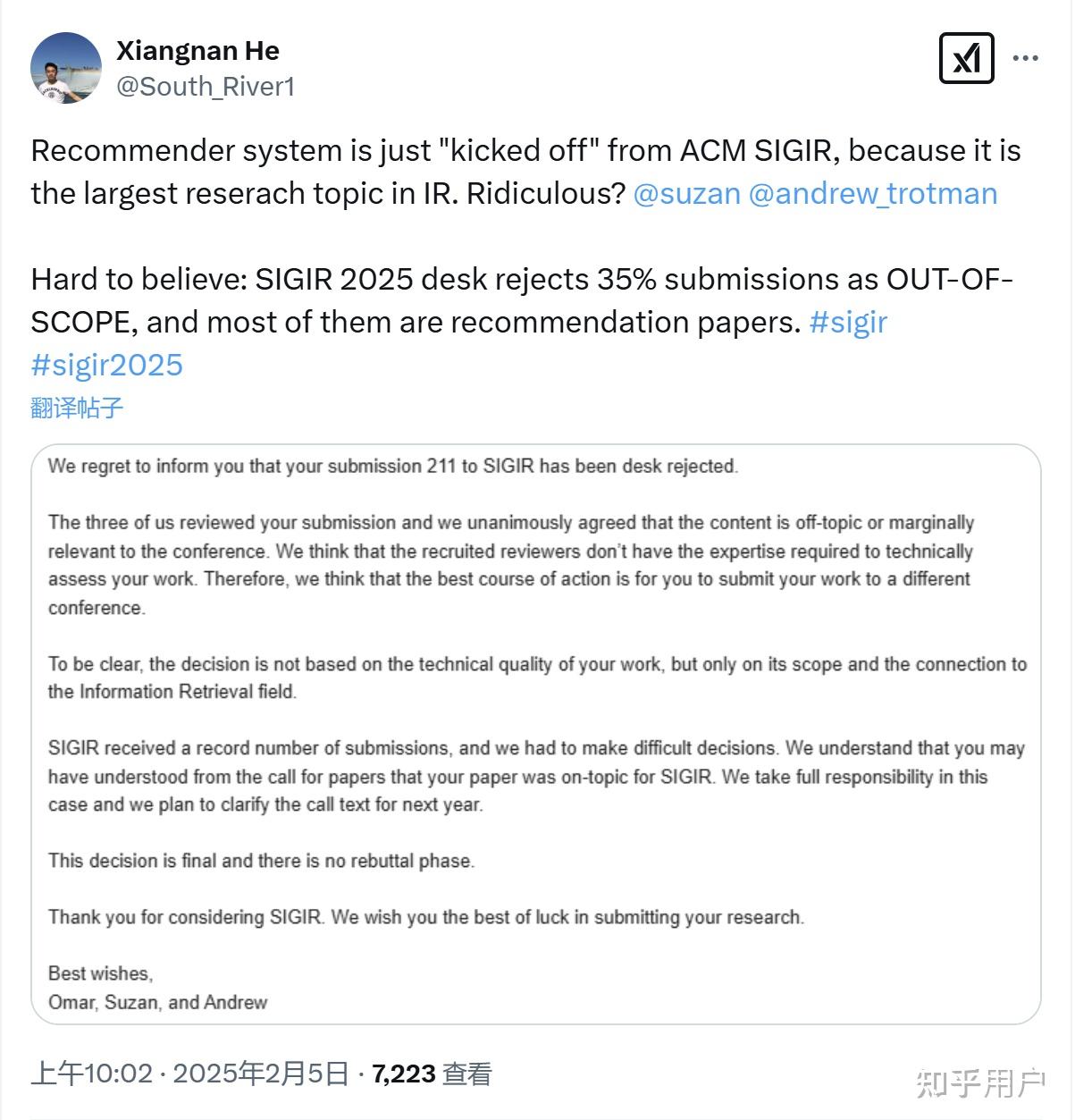 如何看待SIGIR2025 大规模 Desk Reject 推荐系统相关的论文？ - 知乎