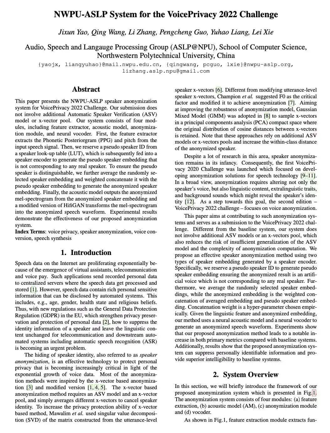 竞赛获奖系统解读：VPC2022语音隐私保护赛NWPU-ASLP说话人匿名化系统 - 知乎