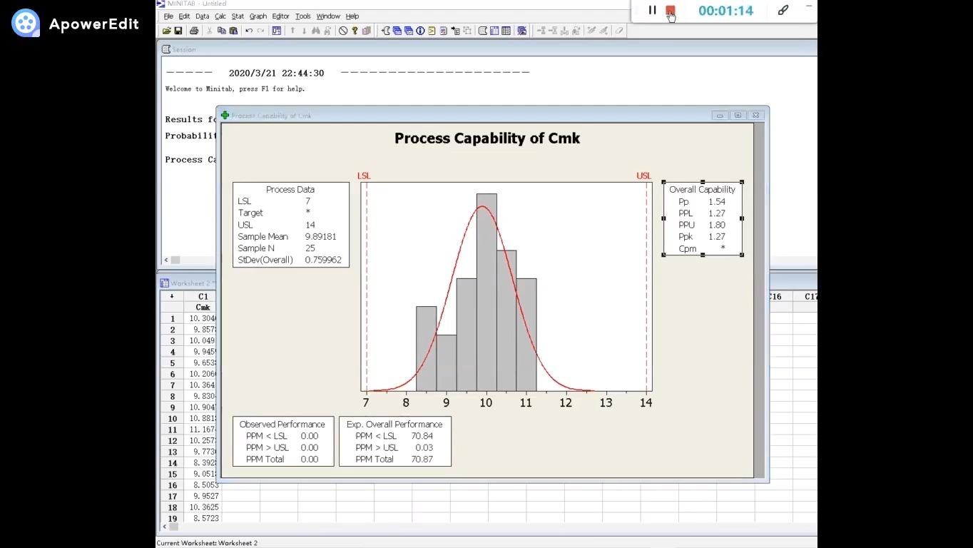 Minitab操作篇 I 一分钟学会Cmk计算 - 知乎
