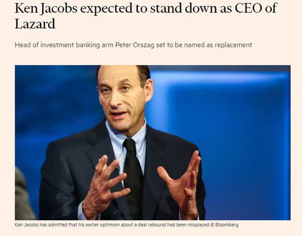 突发！Lazard CEO被曝辞职 - 知乎