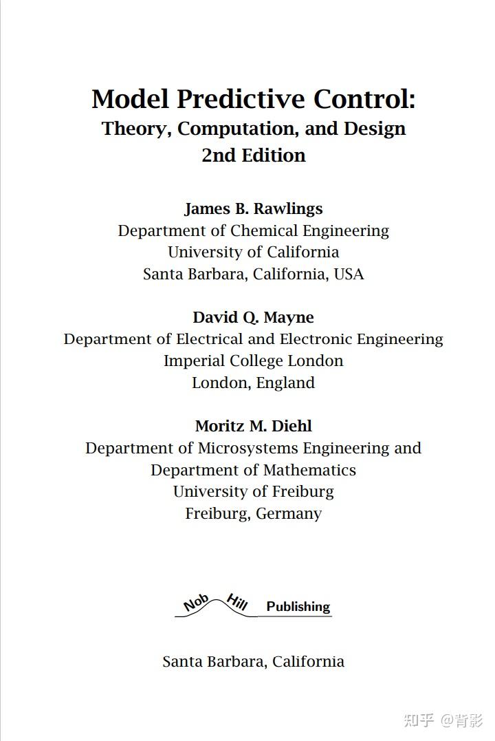 推荐一些学习模型预测控制（MPC）的教材 - 知乎