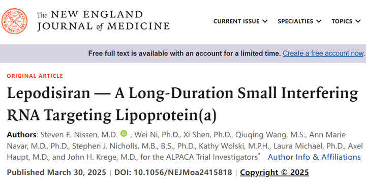 ACC.25 | 单针降Lp(a)超90%，疗效维持一年以上！Lepodisiran二期临床研究结果公布 - 知乎