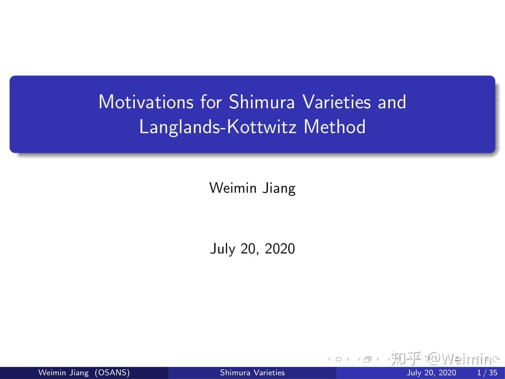 Shimura Varieties and Langlands-Kottwitz method - 知乎