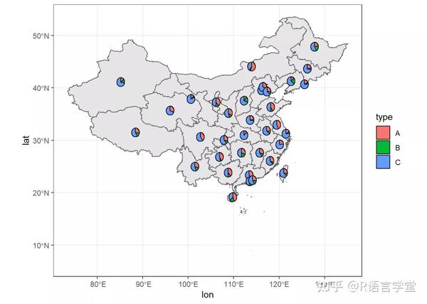 scatterpie | ggplot2的几何图形拓展包（1）：如何在地图中添加饼图 - 知乎