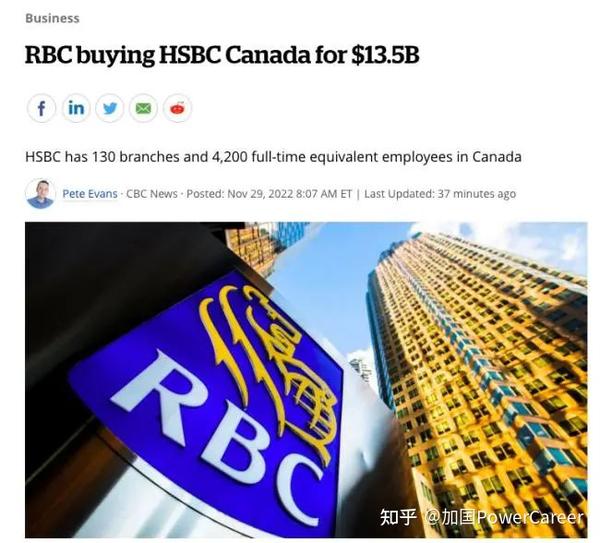 突发！RBC正式以135亿现金收购加拿大汇丰银行！这些人乐坏了！ - 知乎