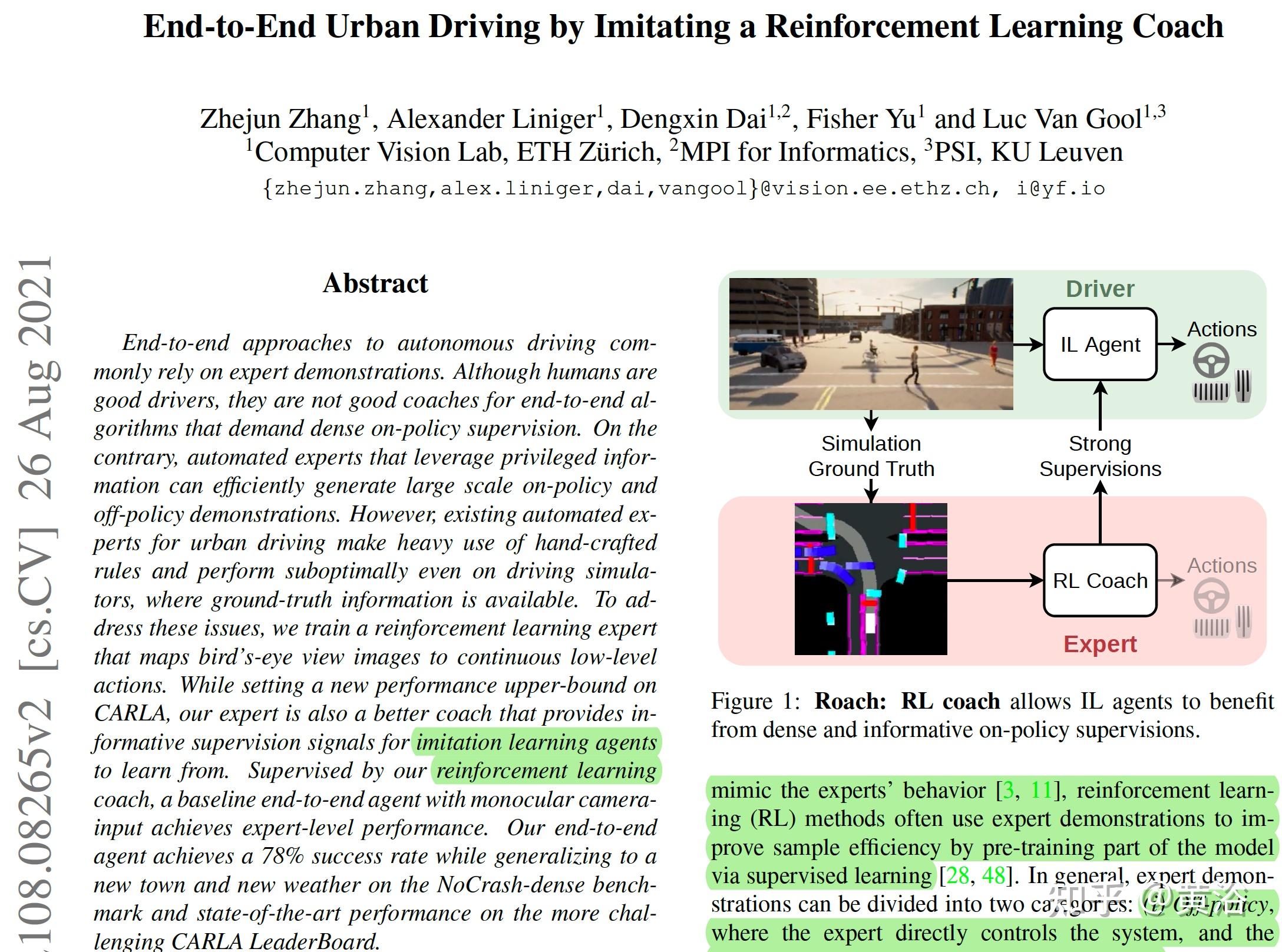 ICCV‘21论文：模仿一个强化学习教练的端到端城市驾驶 - 知乎