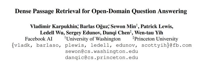 论文阅读|Dense Passage Retrieval for Open-Domain Question Answering - 知乎