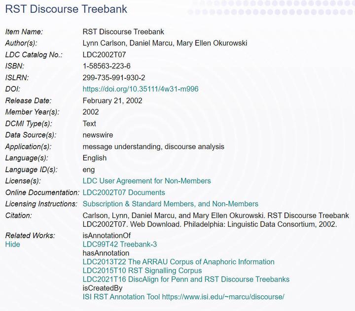 RST Discourse Treebank数据集介绍，官网编号LDC2002T07 - 知乎