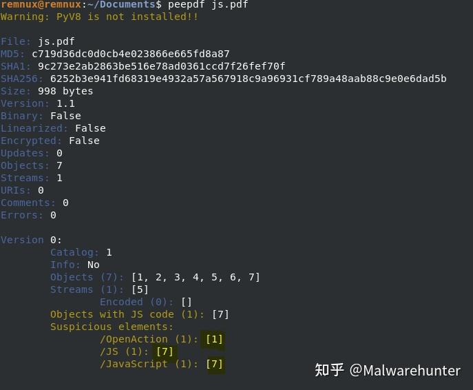 PDF文件的静态恶意软件分析与真实生活演示 - 知乎