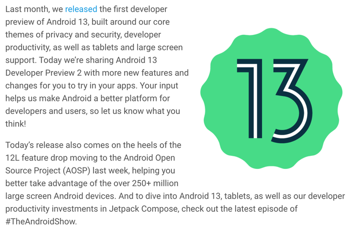 【最新资讯】Android 13 开发者预览版 2 - 知乎