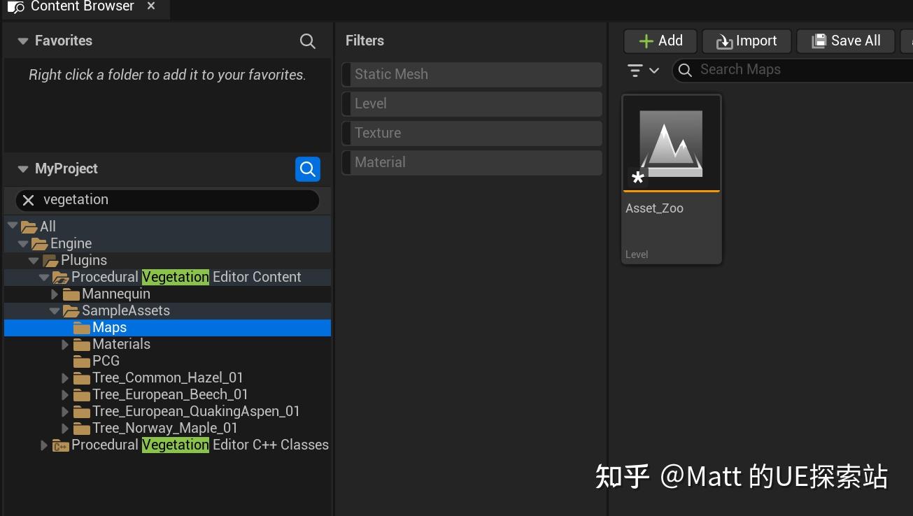 虚幻 UE5.7 PCG （Vegetation Editor）植被生成功能入门：（2）分析引擎自带关卡 Asset_Zoo 相关资源 - 知乎
