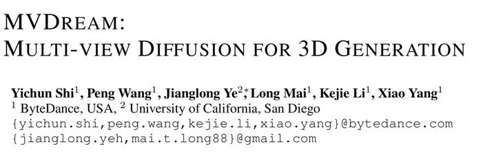 MVDREAM: MULTI-VIEW DIFFUSION FOR 3D GENERATION - 知乎