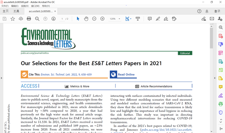 环境领域文摘（20220810）- 2021 ES&T Letters 最好文章 - 知乎
