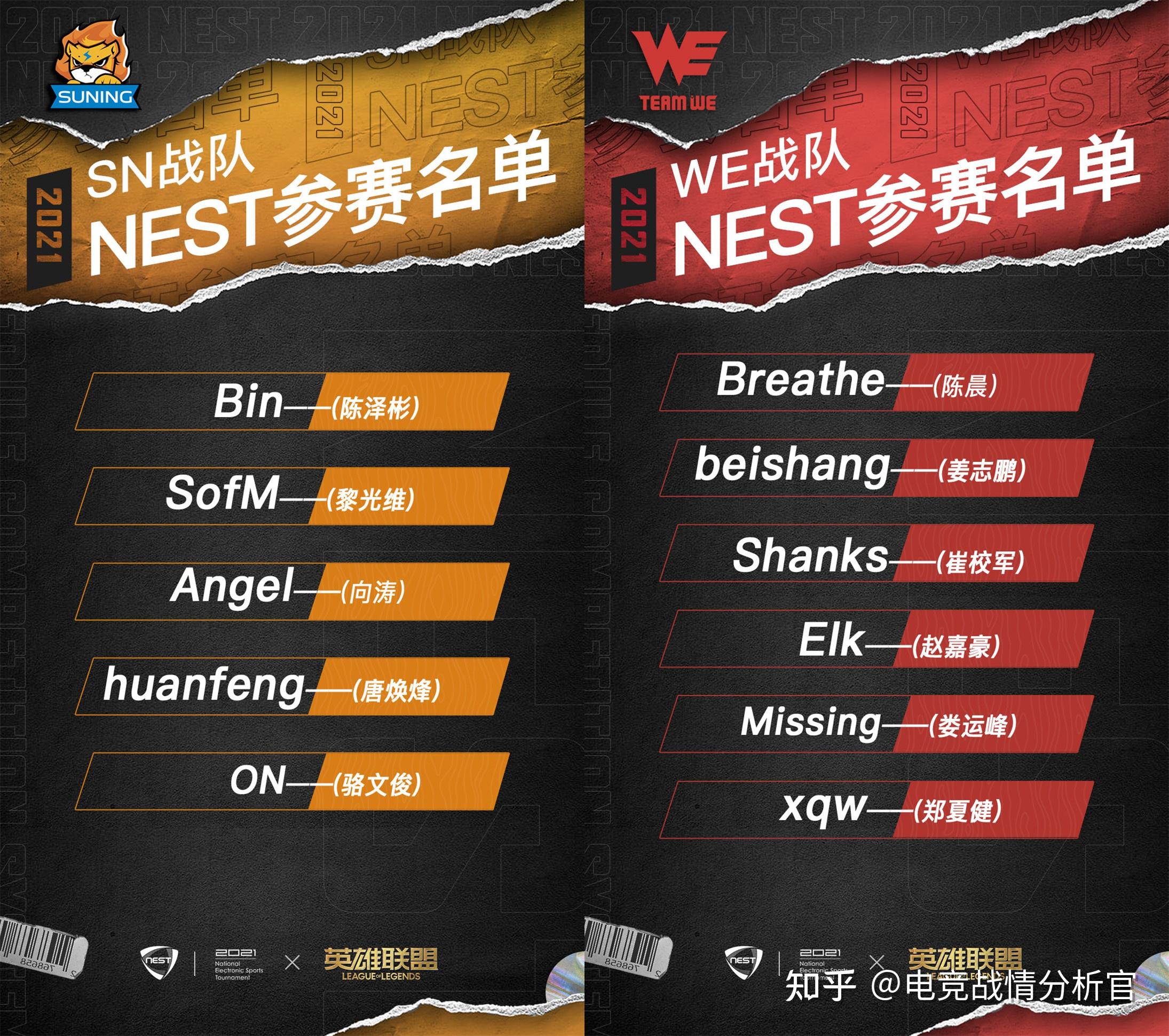 NEST杯队伍大名单出炉，SN和WE欺负人全主力出战，拿不到冠军就尴尬了 - 知乎