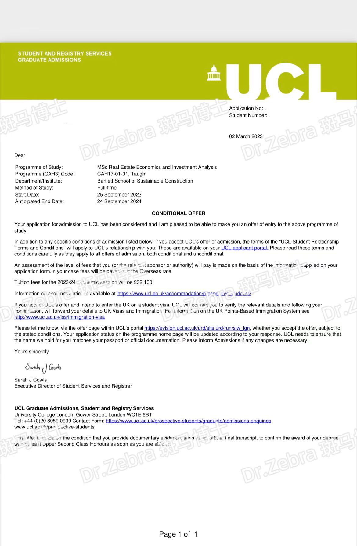 【英研| 2023 Fall G5录取】UCL MSc Real Estate Economics and Investment Analysis（REEIA）录取！ - 知乎