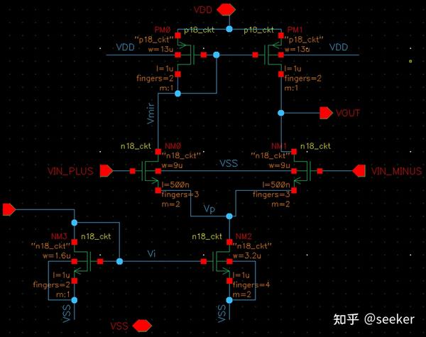 差分运放（5管OTA） Cadence电路搭建+仿真+版图设计 差分放大电路 - 知乎