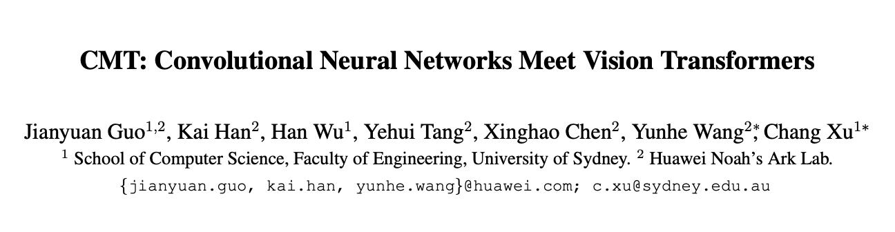 CVPR22 ｜CMT：CNN和Transformer的高效结合（开源） - 知乎