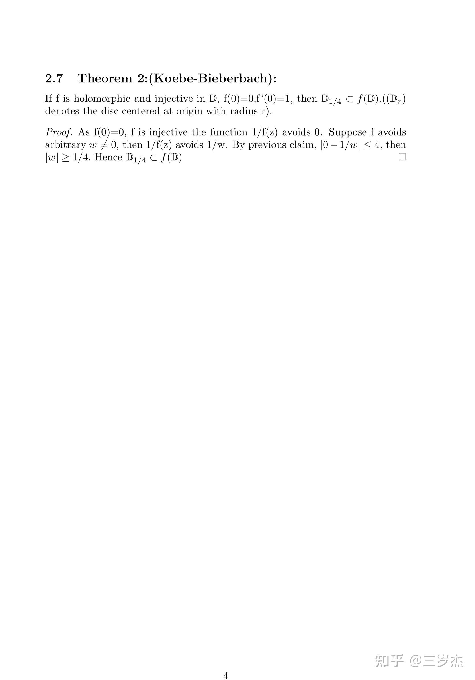 1 Koebe Bieberhach Theorem 1 Koebe Bieberhach Theorem