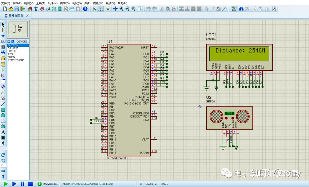 基于stm32单片机srf04超声波传感器测距proteus仿真（源程序仿真全套资料） 知乎 
