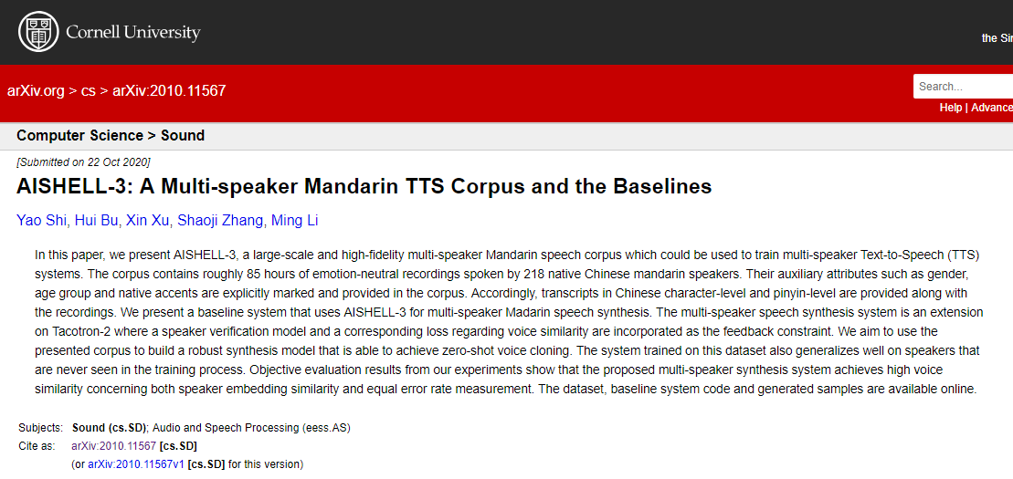 OpenSLR-93: AISHELL-3 - 知乎